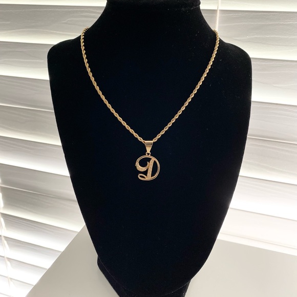 Jewelry | Gold Plated 24 Rope Chain With D Initial Pendant | Poshmark